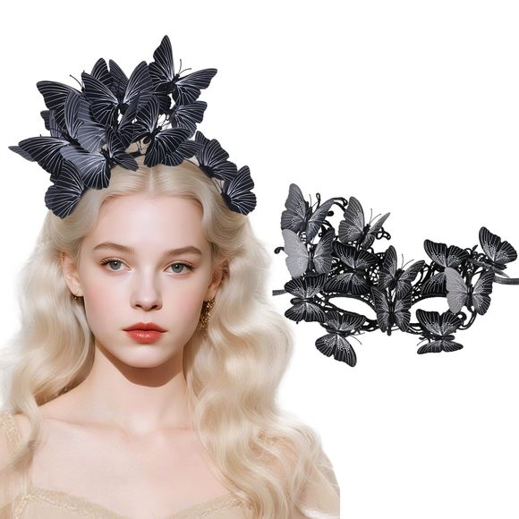 Zіnnіdау | Accessories | Butterfly Headband With Masquerade Mask Black ...